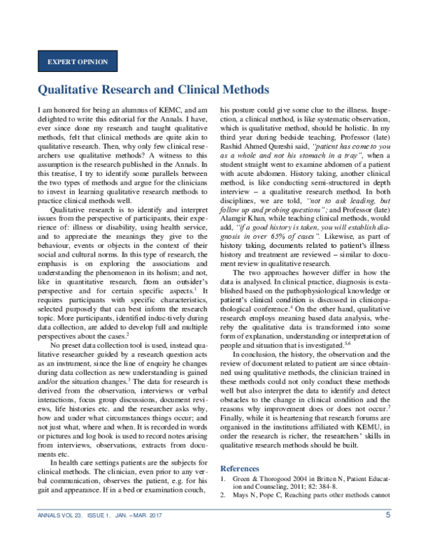 (PDF) Qualitative Research and Clinical Methods