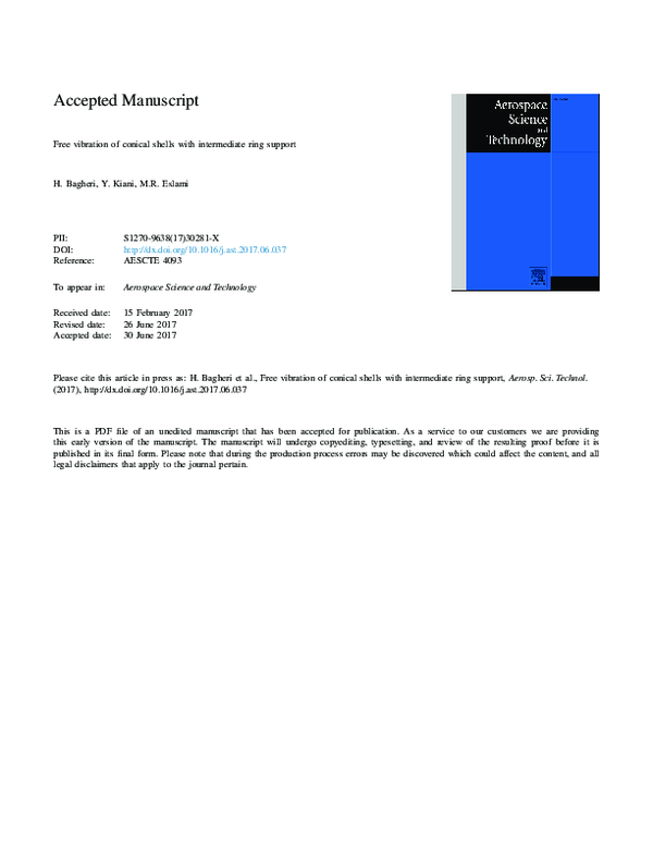 (PDF) Free vibration of conical shells with intermediate ring support