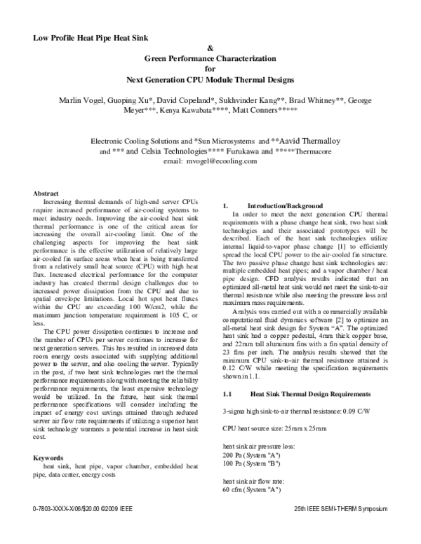 (PDF) Green Performance Characterization for Next Generation CPU Module Thermal Designs