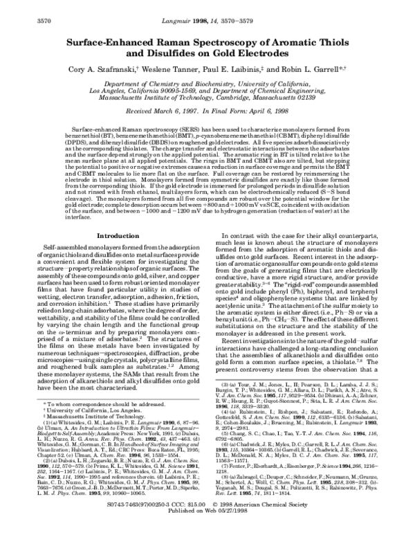 (PDF) Surface-Enhanced Raman Spectroscopy of Aromatic Thiols and ...