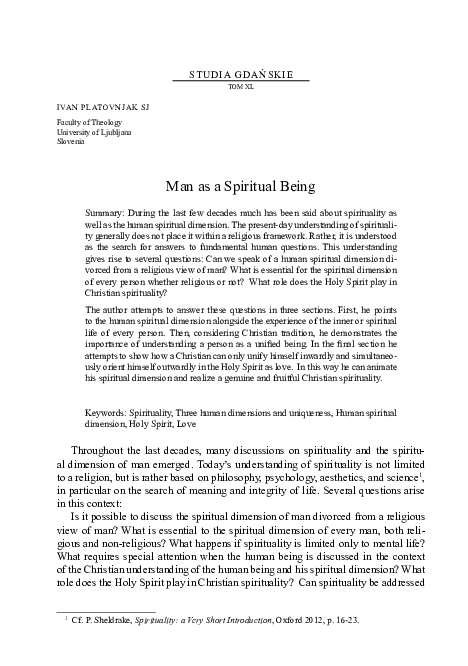 (PDF) Man as a Spiritual Being