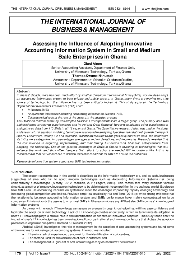 (PDF) Assessing the Influence of Adopting Innovative Accounting ...