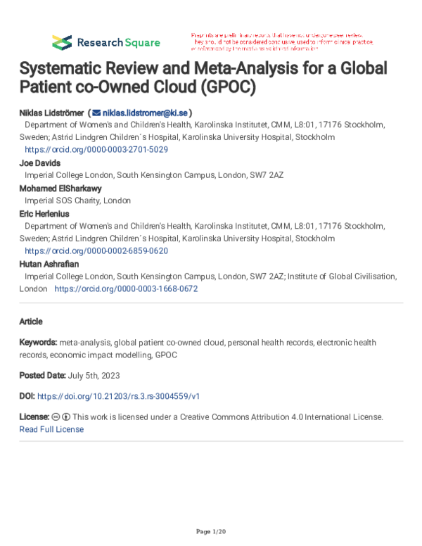 (PDF) Meta-Analysis for a Global Patient co-Owned Cloud (GPOC)