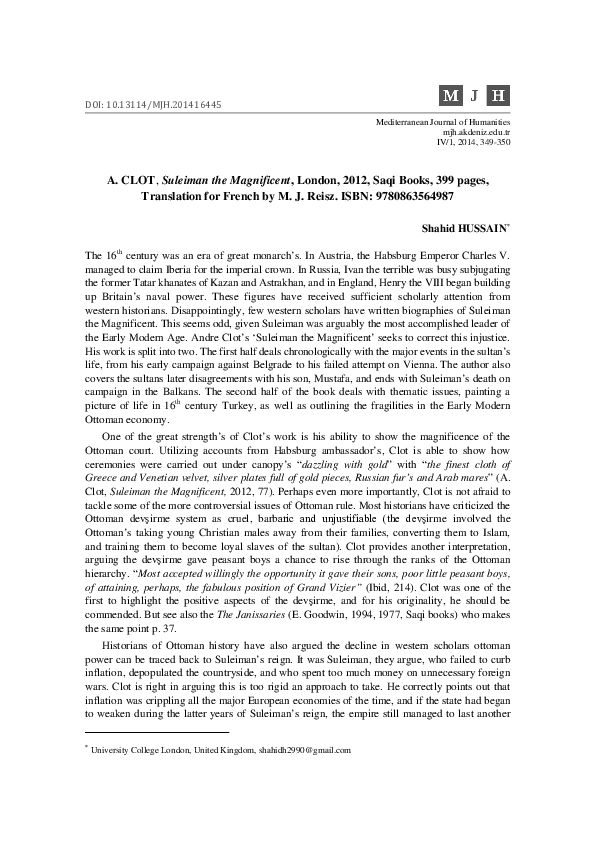 (PDF) A. CLOT, Suleiman the Magnificent