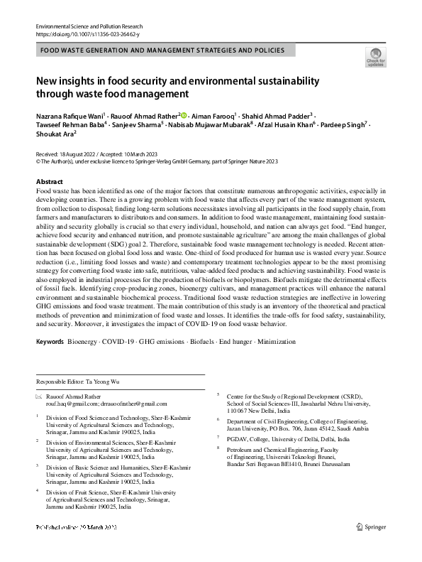 (PDF) New insights in food security and environmental sustainability ...