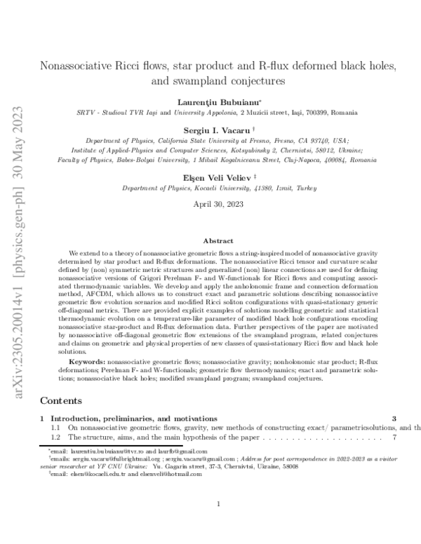 (PDF) Nonassociative Ricci flows, star product and R-flux deformed ...