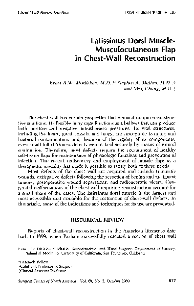 (PDF) Latissimus Dorsi Muscle-Musculocutaneous Flap in Chest-Wall Reconstruction