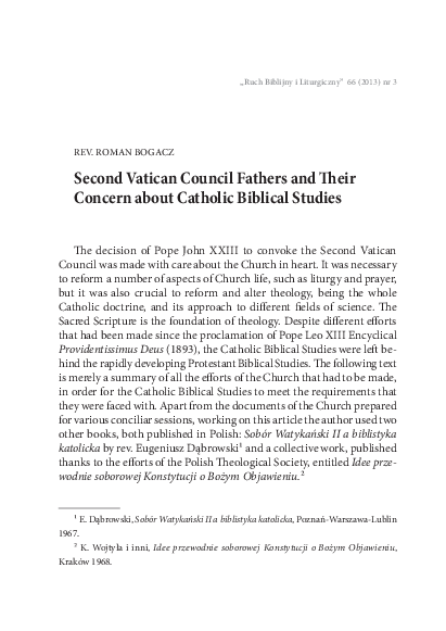 (PDF) Second Vatican Council Fathers and Their Concern about Catholic ...