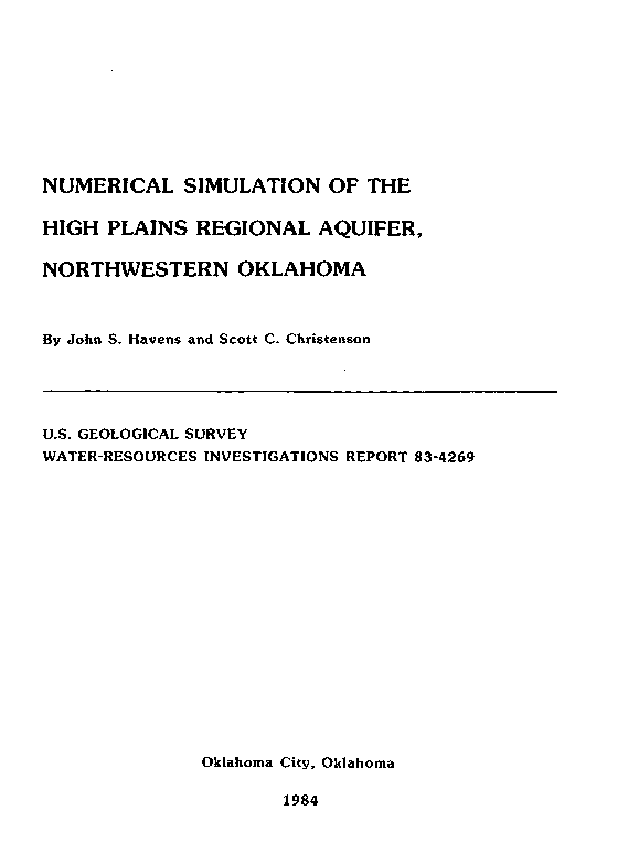 (PDF) Numerical simulation of the High Plains regional aquifer, northwestern Oklahoma
