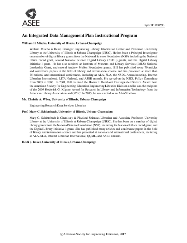 (PDF) An Integrated Data Management Plan Instructional Program