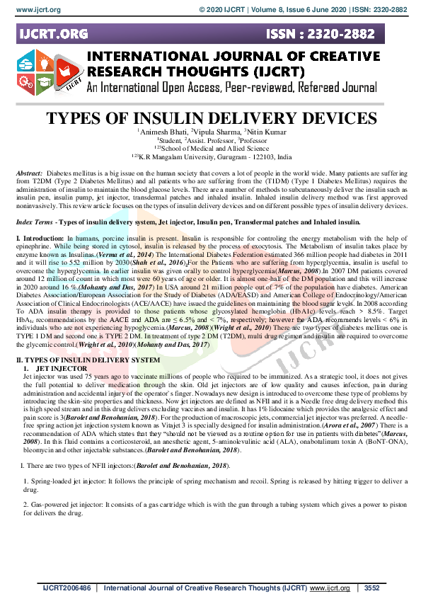 (PDF) Types of Insulin Delivery System