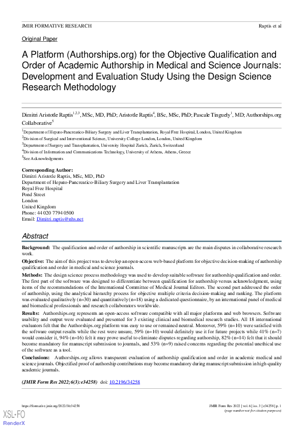 (PDF) A Platform (Authorships.org) for the Objective Qualification and ...