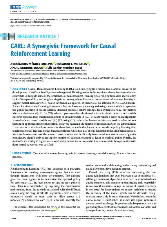 (PDF) CARL A Synergistic Framework for Causal Reinforcement Learning