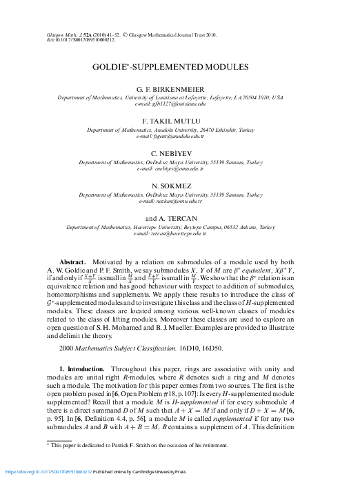 (PDF) Goldie-Supplemented Modules