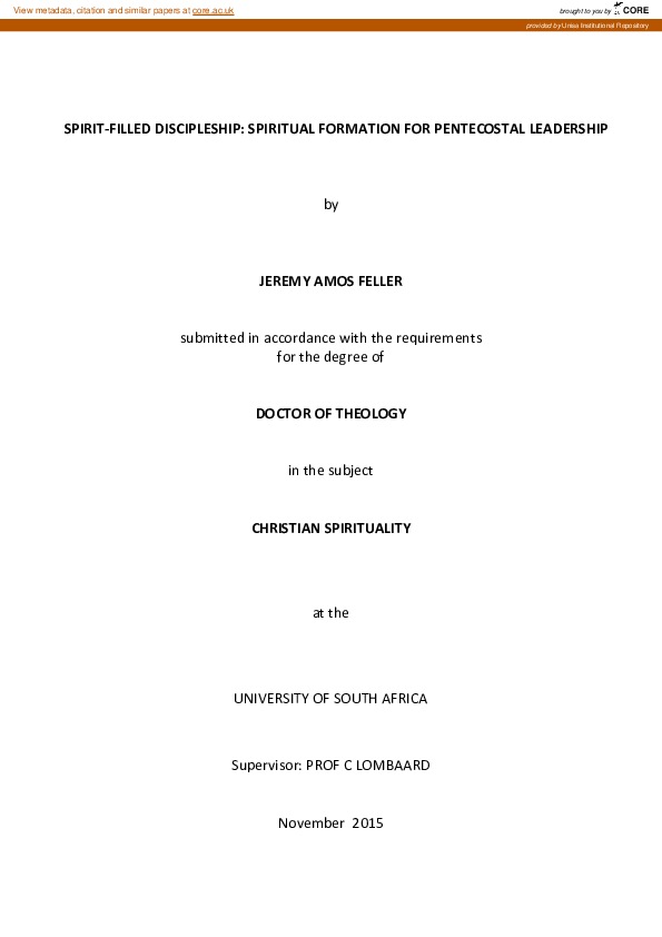 (PDF) Spirit-filled discipleship : spiritual formation for Pentecostal ...