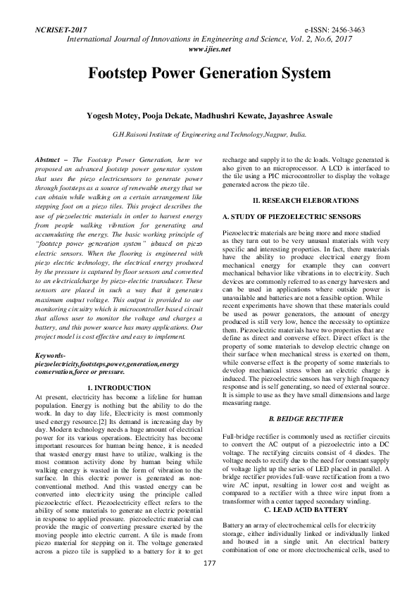 (PDF) Footstep Power Generation System