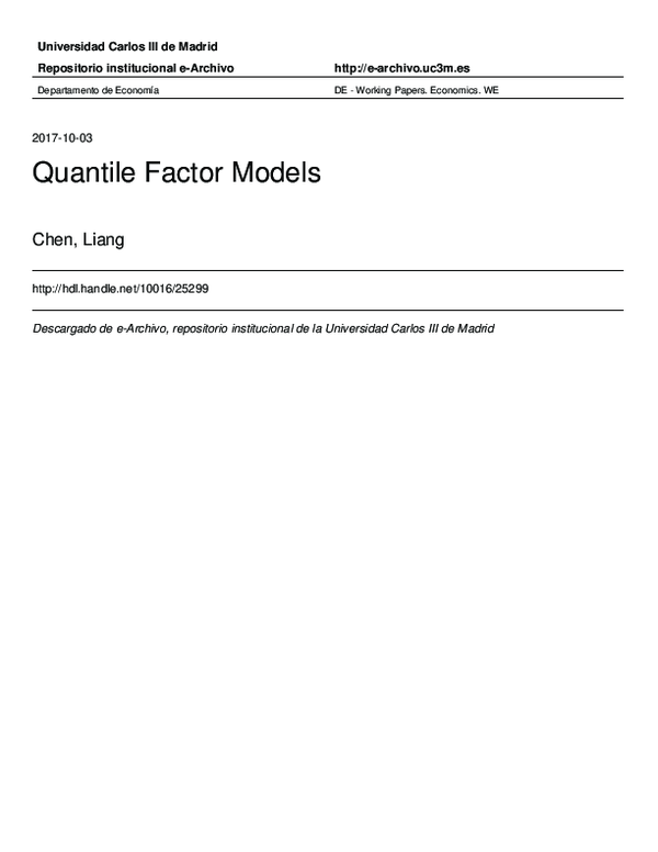 Pdf Quantile Factor Models