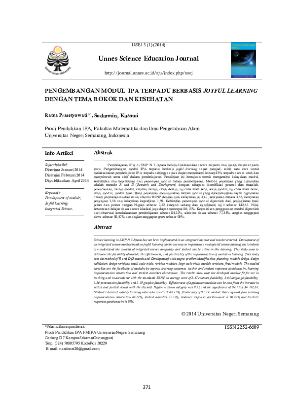 (PDF) Pengembangan Modul Ipa Terpadu Berbasis Joyful Learning Dengan ...