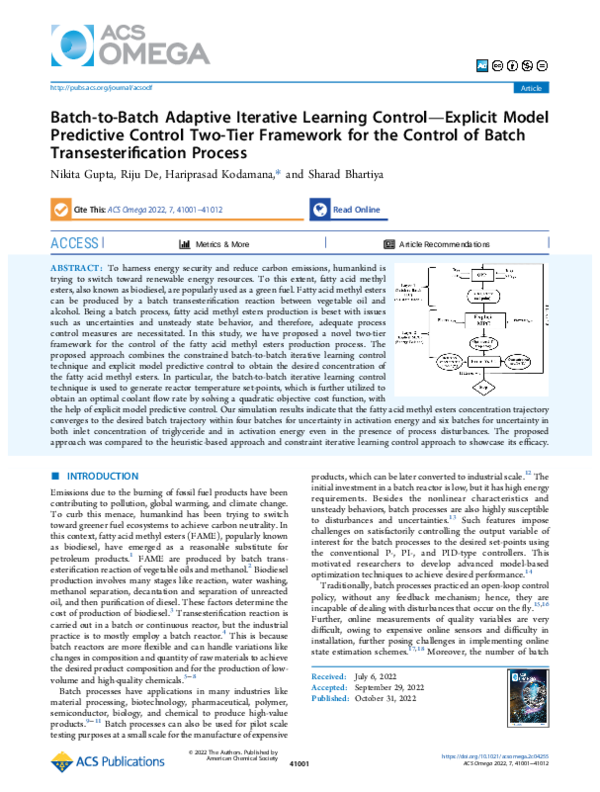 Pdf Batch To Batch Adaptive Iterative Learning Control─explicit Model Predictive Control Two