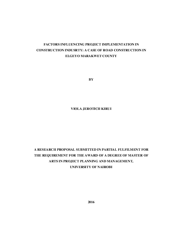 (PDF) Factors Influencing Project Implementation in Construction ...