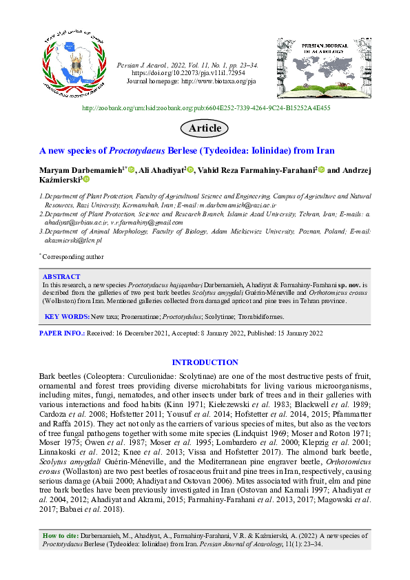 (PDF) A new species of Proctotydaeus Berlese (Tydeoidea: Iolinidae ...