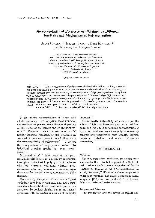 (PDF) Stereoregularity of Polystyrenes Obtained by Different Ion-Pairs ...