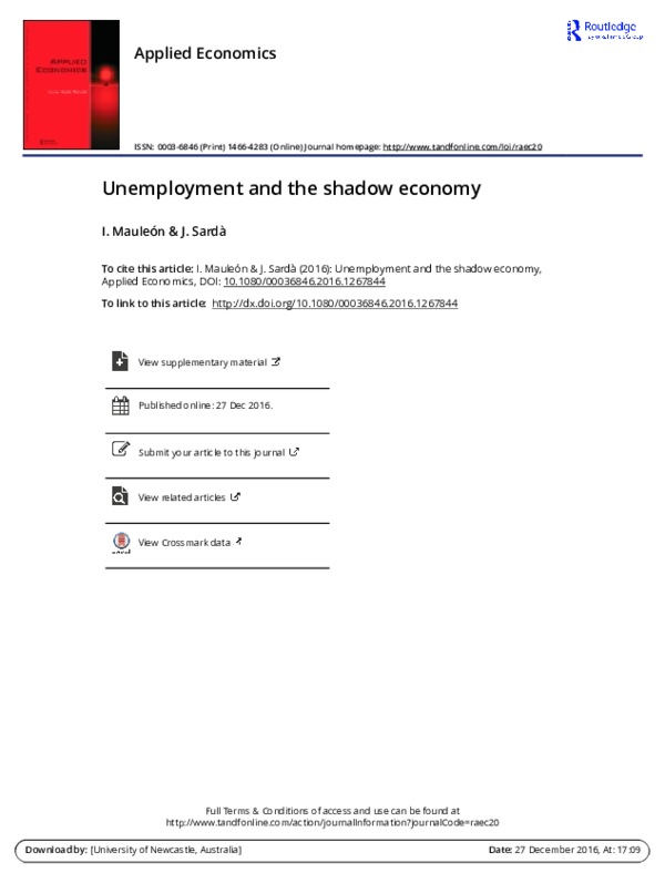 (PDF) Unemployment and the shadow economy