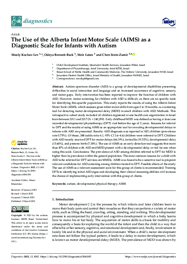 (PDF) The Use of the Alberta Infant Motor Scale (AIMS) as a Diagnostic ...