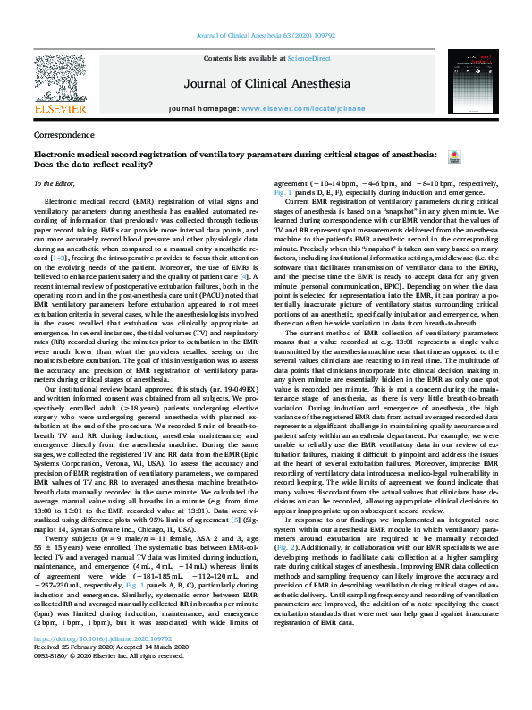 (PDF) Electronic medical record registration of ventilatory parameters ...