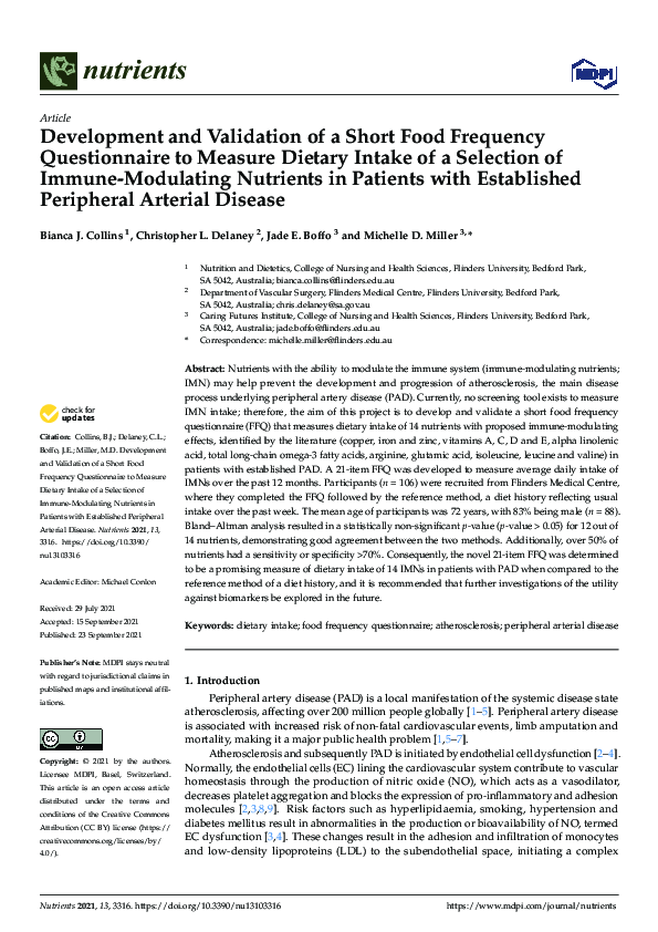 (PDF) Development and Validation of a Short Food-Frequency ...