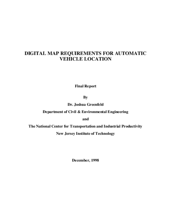 (PDF) Digital Map Requirements for Automatic Vehicle Location