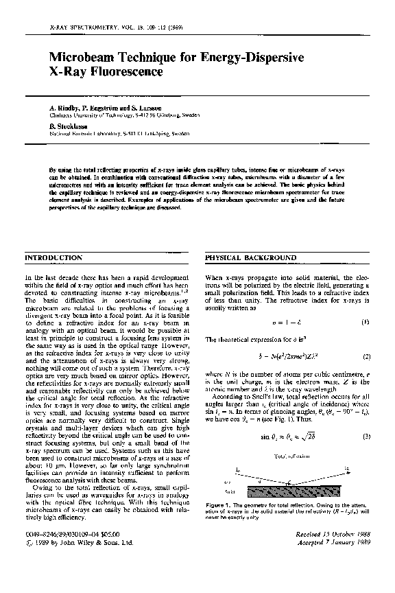 (PDF) Microbeam technique for energy‐dispersive x‐ray fluorescence