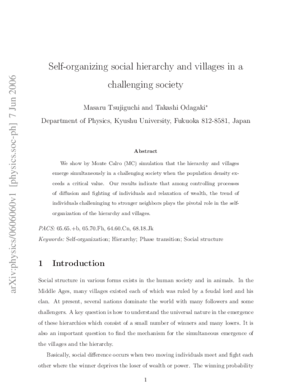 (PDF) Self-organizing social hierarchy and villages in a challenging ...