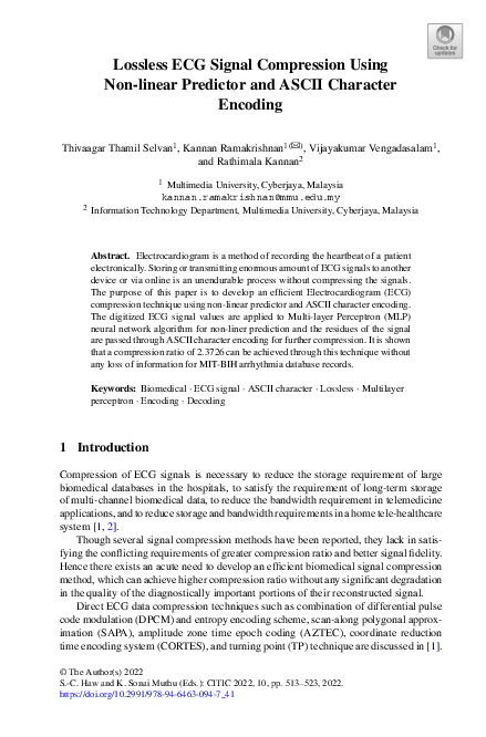 Pdf Lossless Ecg Compression Via Non Linear Prediction