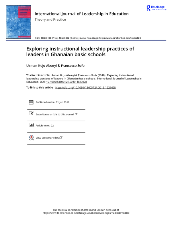 (PDF) Exploring instructional leadership practices of school principals and the culture of ...
