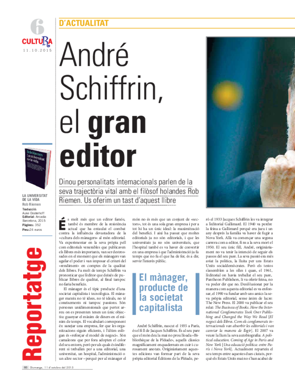 (PDF) André Schiffrin, el gran editor | Rob Riemen - Academia.edu