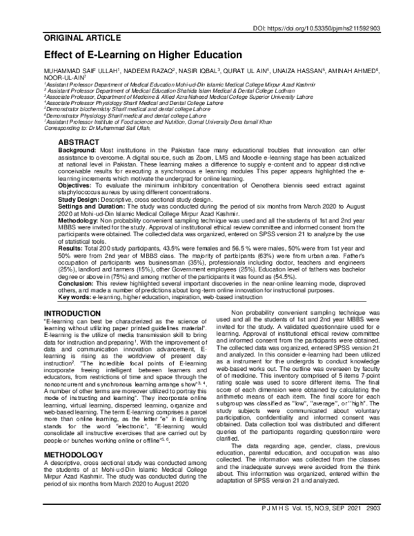 (PDF) Effect of E-Learning on Higher Education | nadeem razaq - Academia.edu
