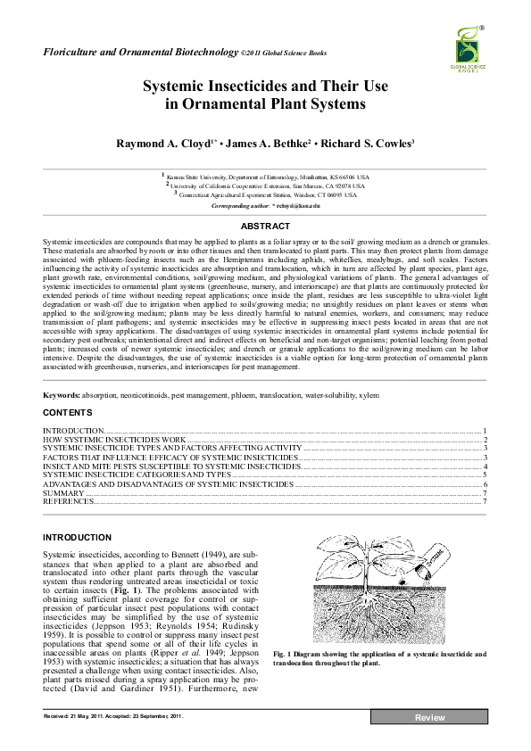 (PDF) Systemic Insecticides and Their Use in Ornamental Plant Systems
