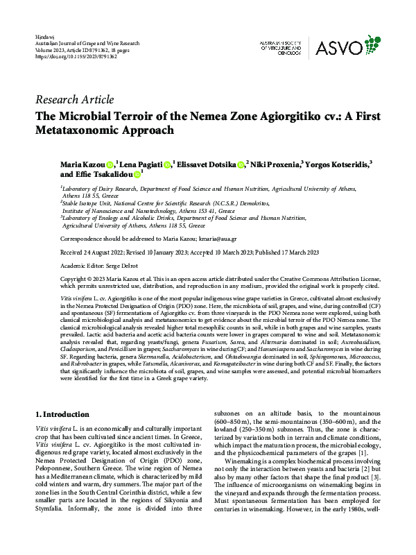 (PDF) The Microbial Terroir of the Nemea Zone Agiorgitiko cv.: A First ...