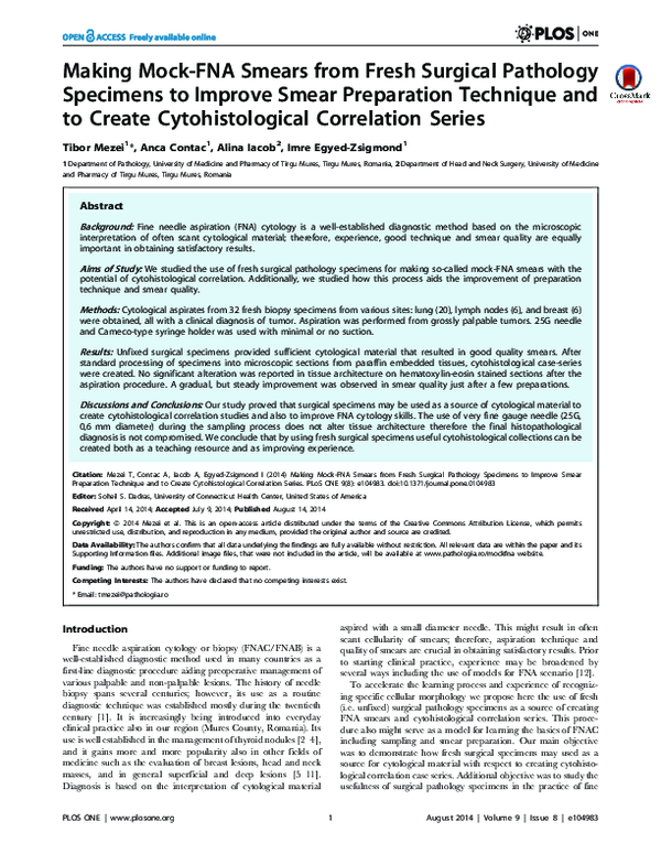 (PDF) Making Mock-FNA Smears from Fresh Surgical Pathology Specimens to Improve Smear ...