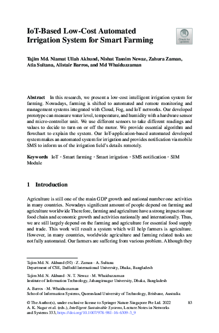 (PDF) IoT-Based Low-Cost Automated Irrigation System for Smart Farming (PDF) IoT-Based Low-Cost Automated Irrigation System for Smart Farming