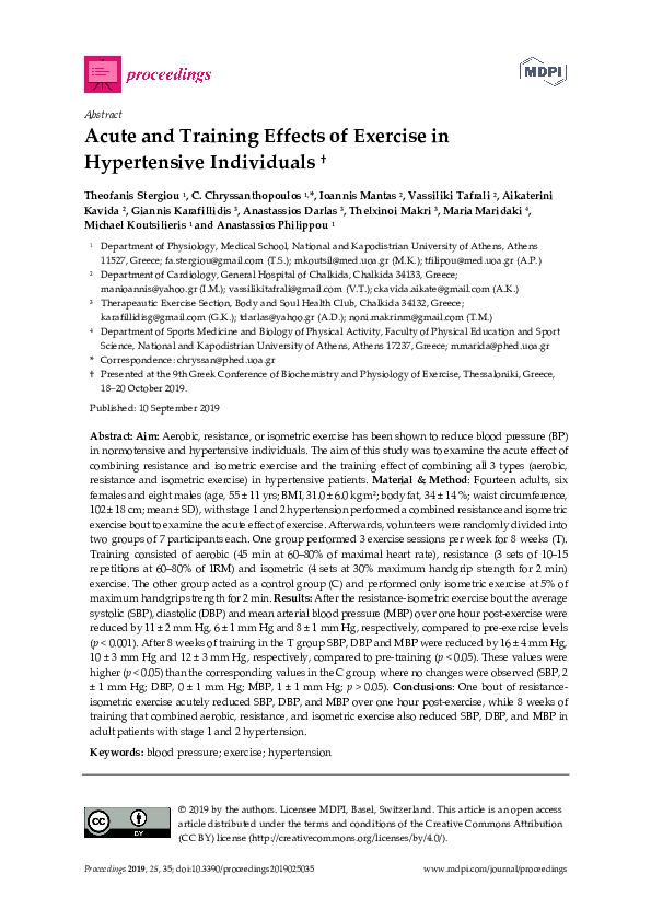 (PDF) Acute and Training Effects of Exercise in Hypertensive Individuals