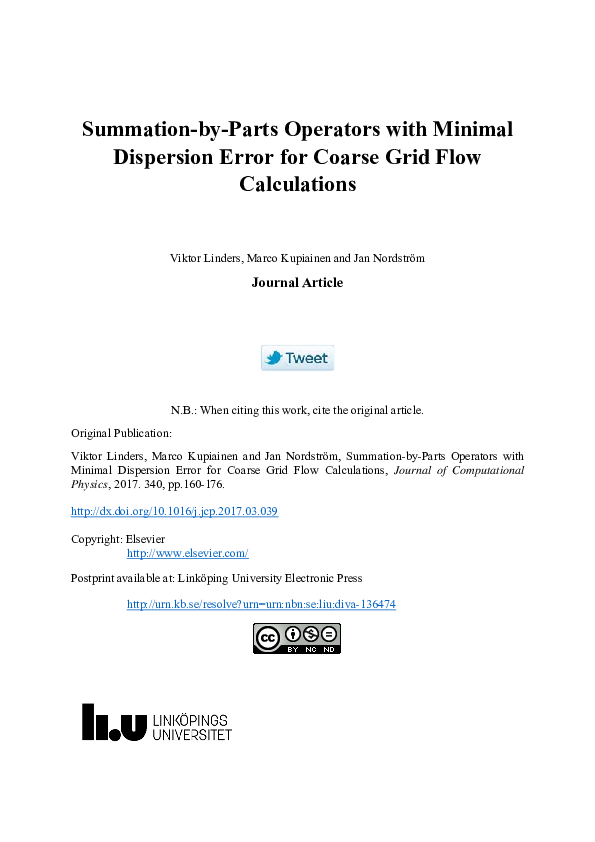 Pdf Summation By Parts Operators With Minimal Dispersion Error For
