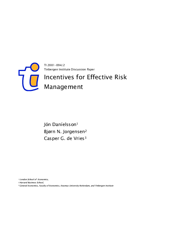(PDF) Incentives for effective risk management
