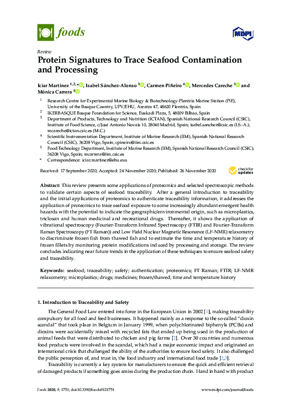 (PDF) Protein Signatures to Trace Seafood Contamination and Processing