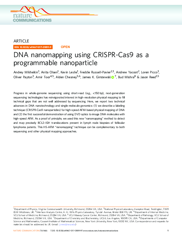 DNA nanomapping using CRISPR-Cas9 as a programmable nanoparticle