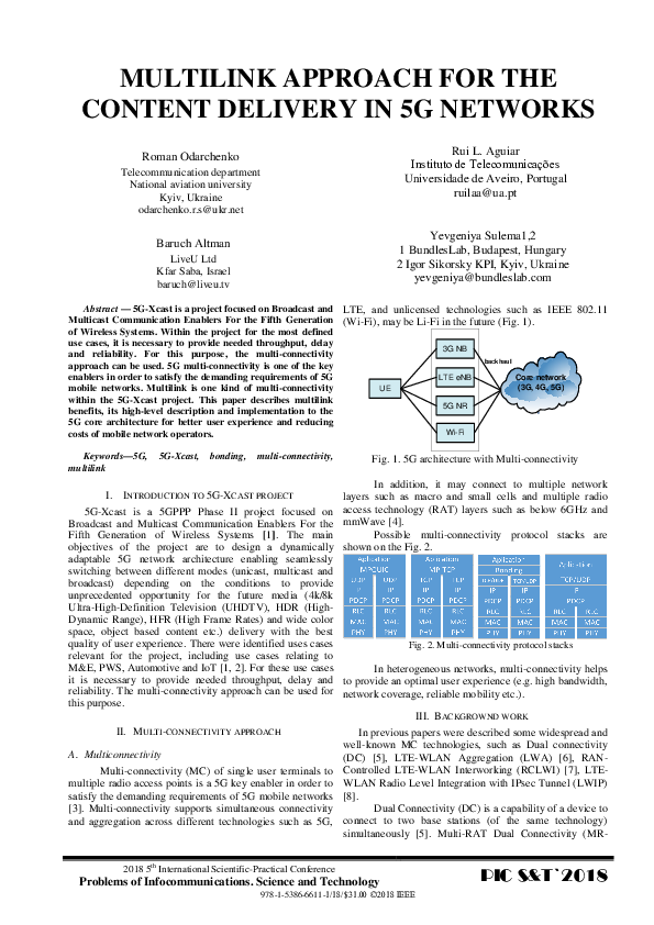 (PDF) Multilink for Enhanced Content Delivery in 5G Networks