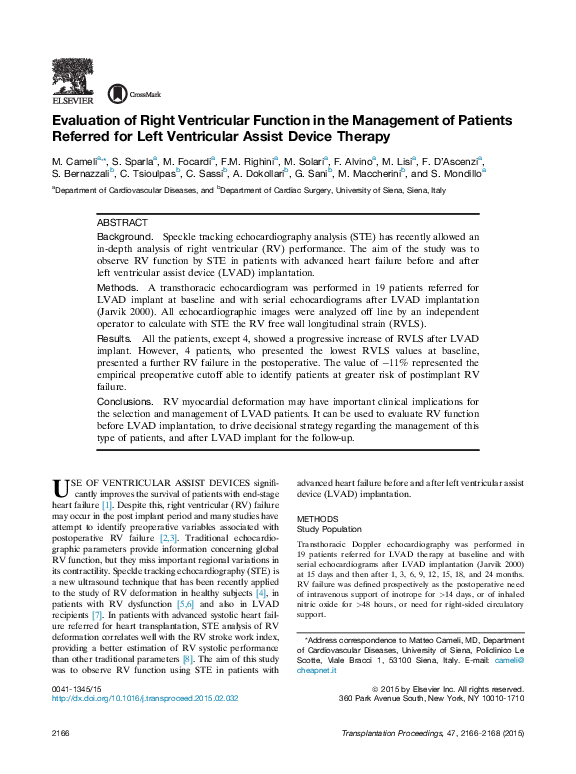 (PDF) Evaluation of Right Ventricular Function in the Management of Patients Referred for Left ...