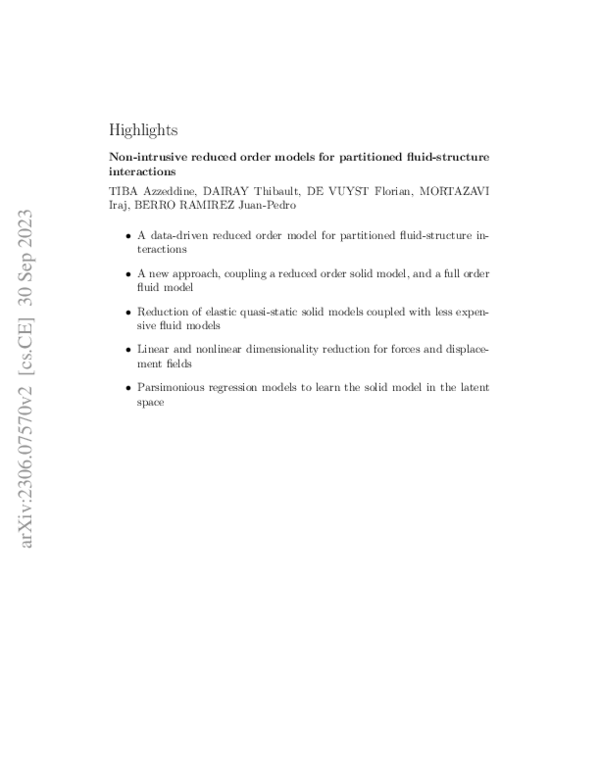 (PDF) Non-intrusive reduced order models for partitioned fluid-structure interactions