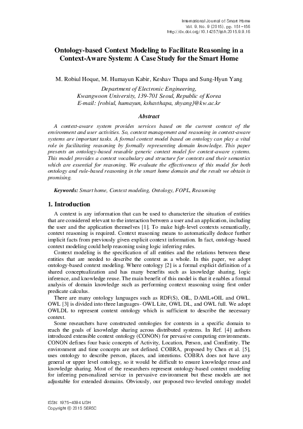 Pdf Ontology Based Context Modeling To Facilitate Reasoning In A Context Aware System A Case